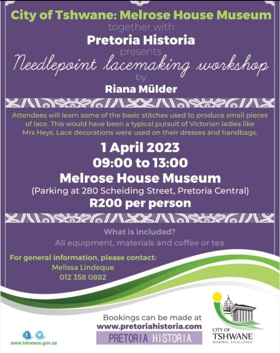 Melrose House Museum - Needlepoint Lacemaking Workshop - Museum Explorer SA